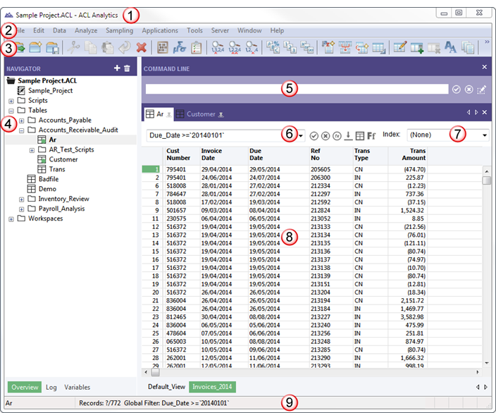 Analytics user interface overview