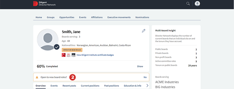 Opening your profile to new board roles