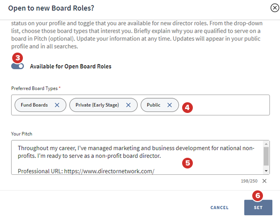 Opening your profile to new board roles