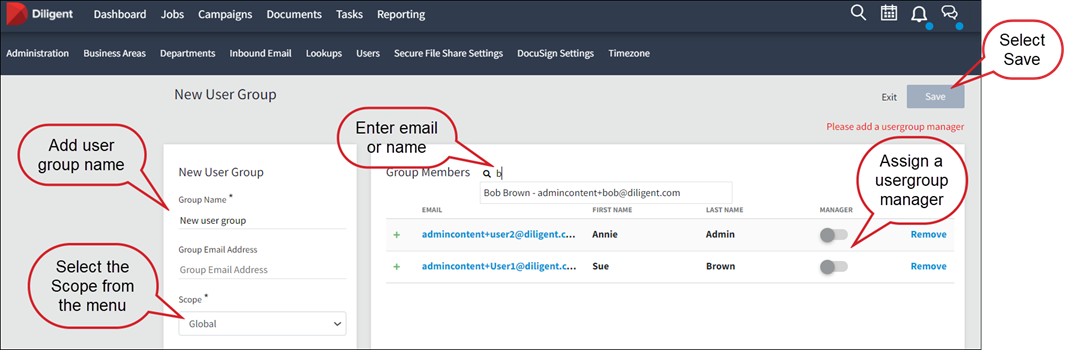Create and edit user groups