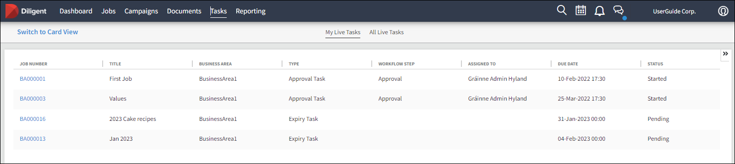 Manage Tasks